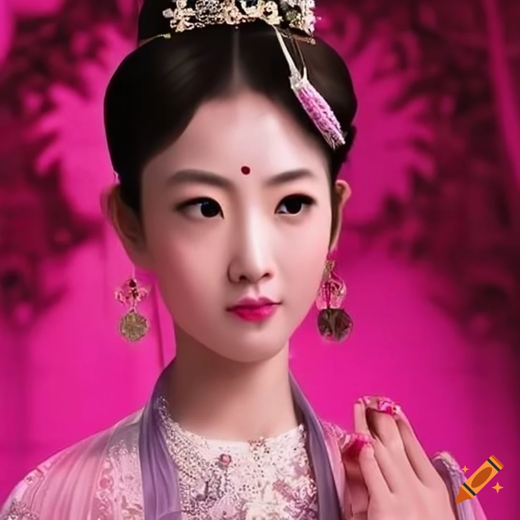 Chinese princess in pink dress
