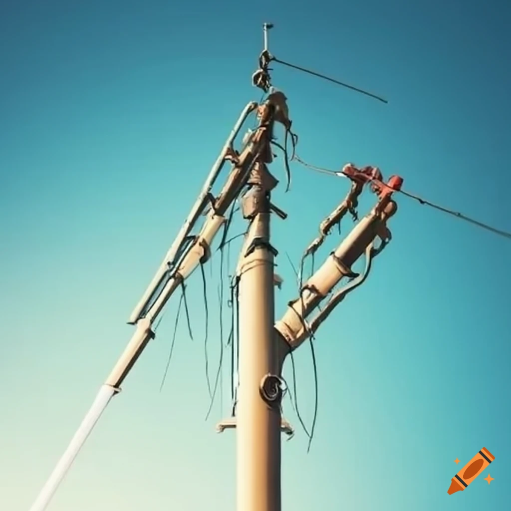 Linemen working on distribution poles