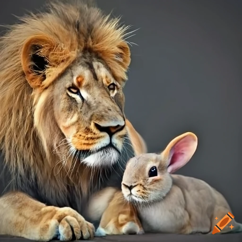 Lion and rabbit together on Craiyon