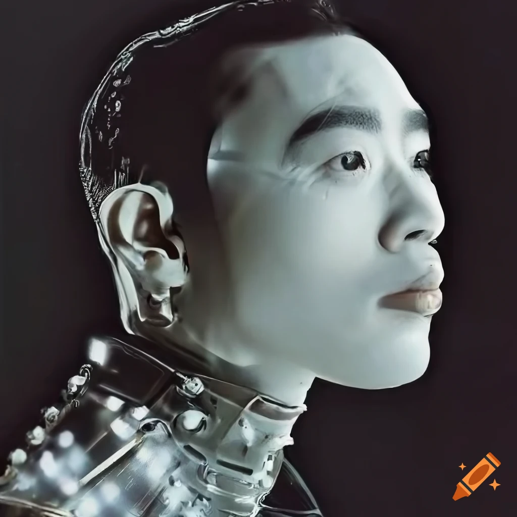 Image of a futuristic Japanese male cyborg on Craiyon