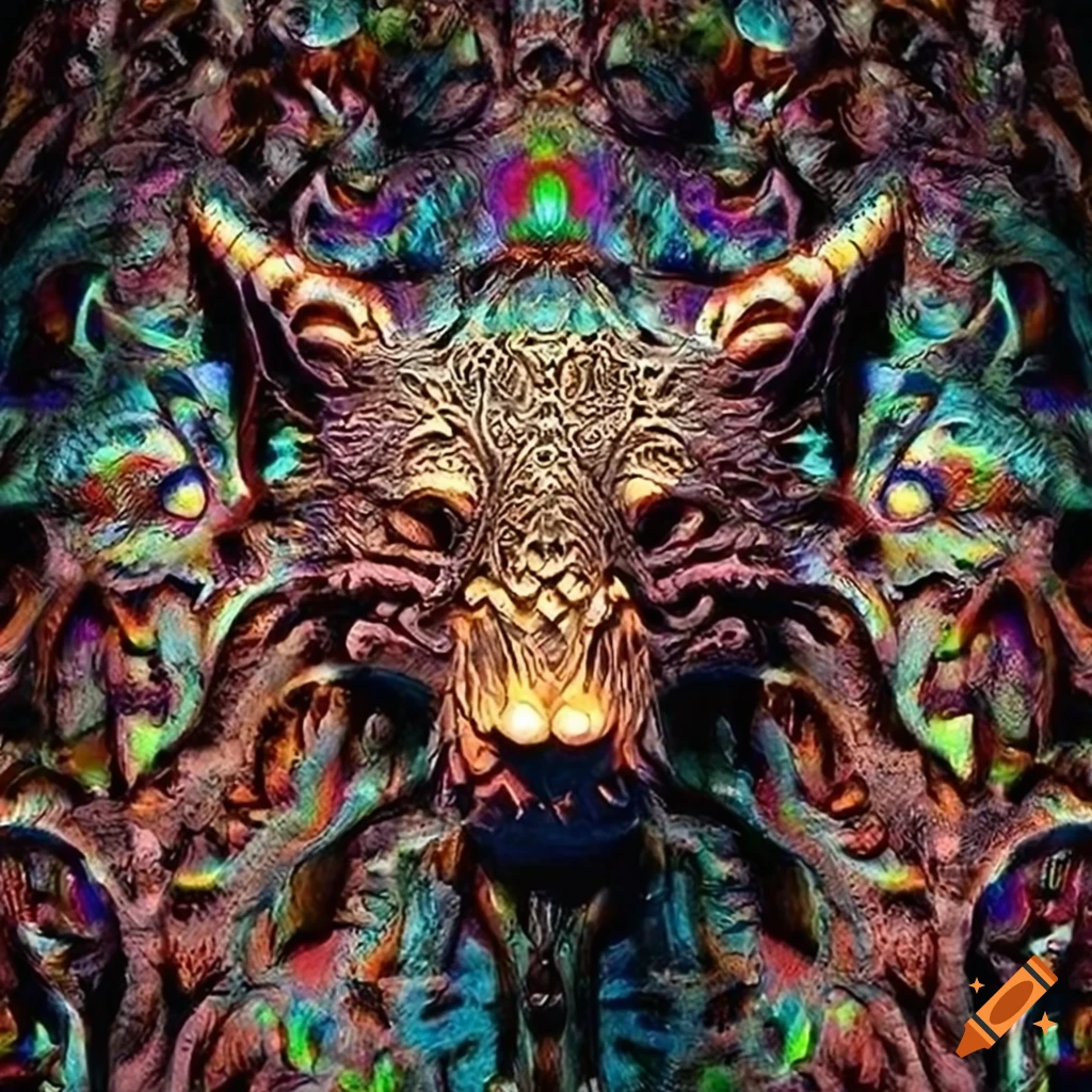 Surreal moth artwork with architectural stave carving style on Craiyon