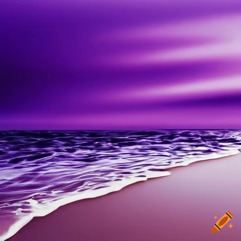 Purple ocean with silver sand