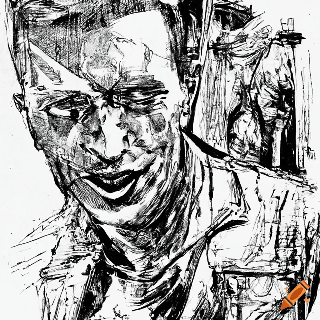 Drawing of bing crosby and david bowie in conflict