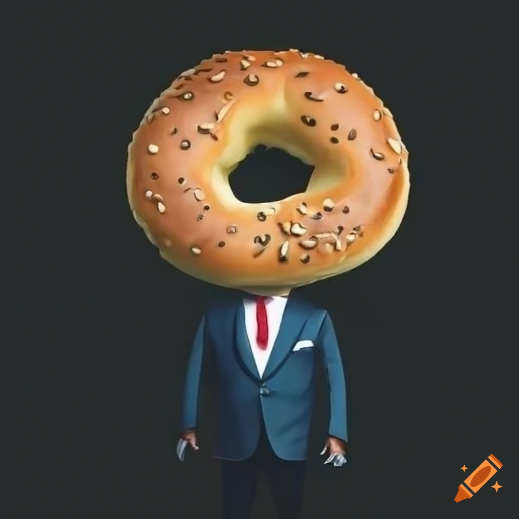 A bagel wearing a suit