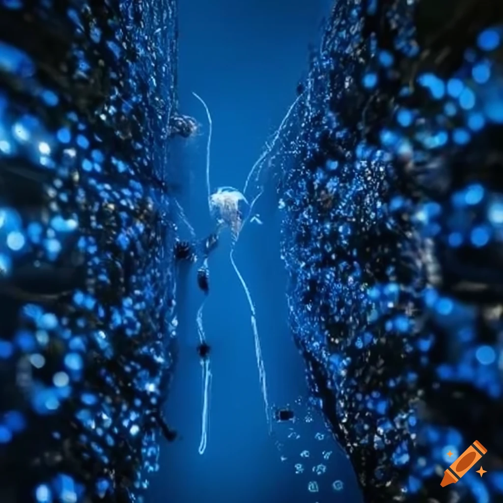 Illustration of a machine human run by blue monkeys