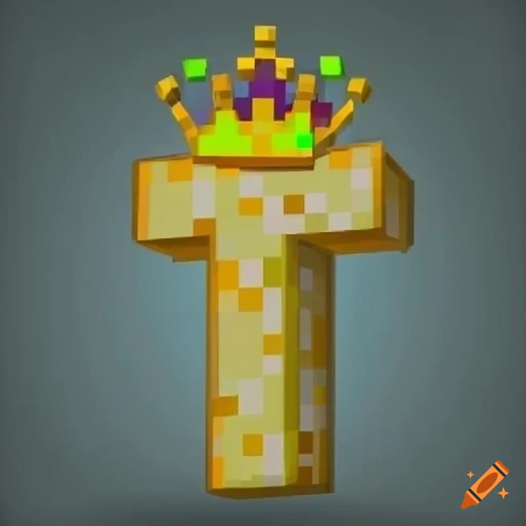Yellow letter k with a crown on a minecraft background on Craiyon