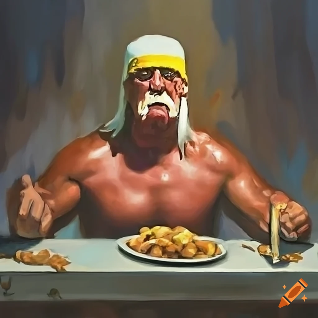 Painting depicting hulk hogan as jesus in the last supper