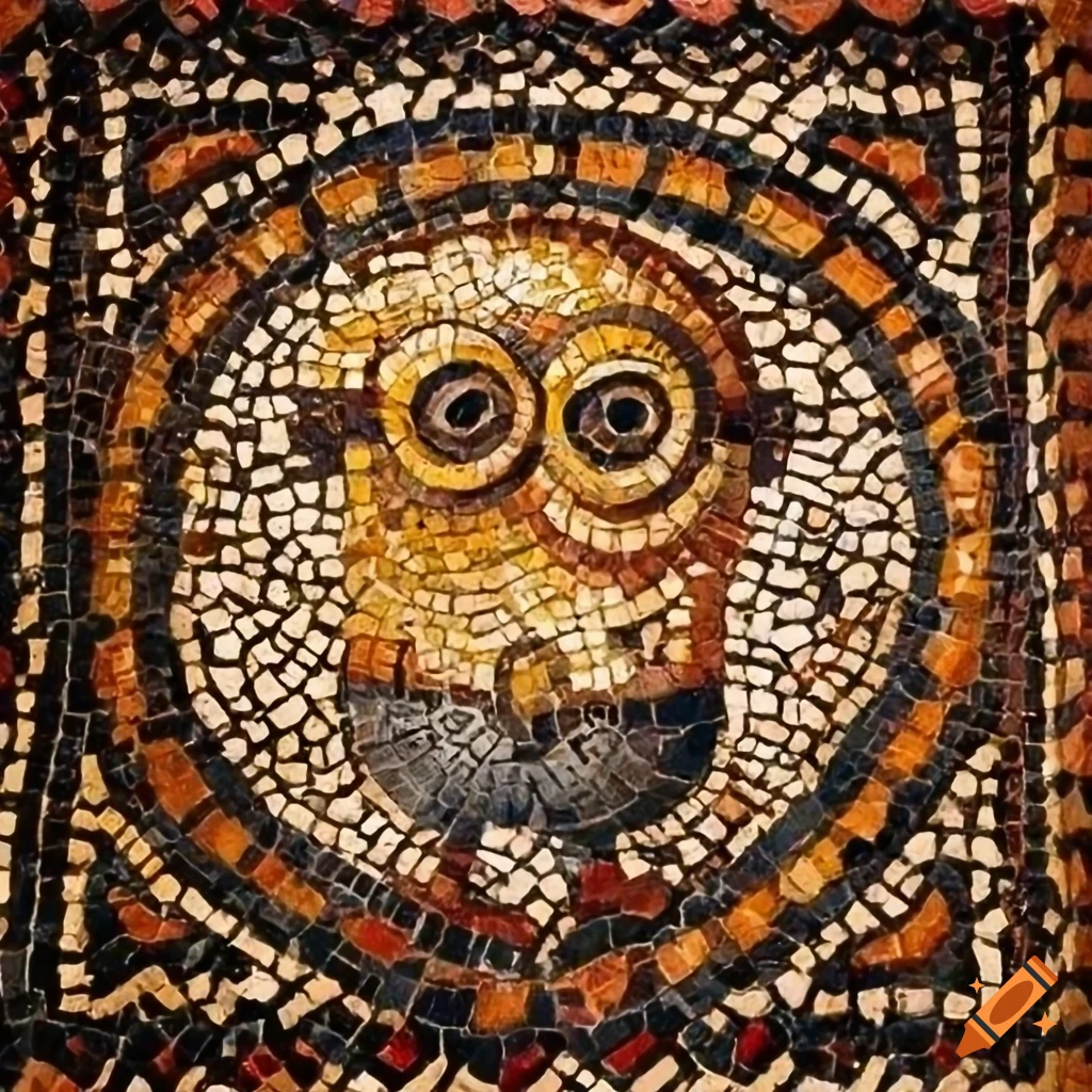 Ancient roman mosaic of a minion on Craiyon