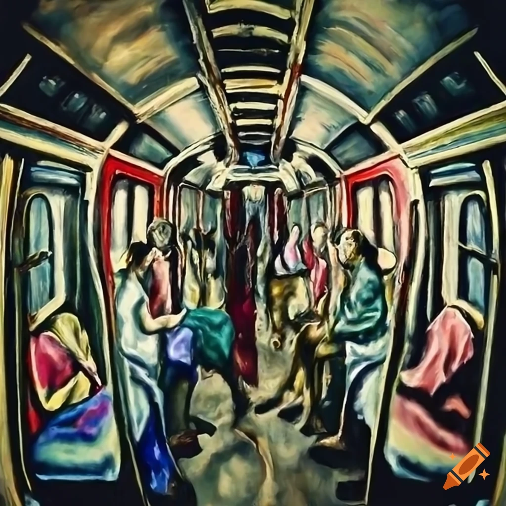 El greco-style depiction of london underground