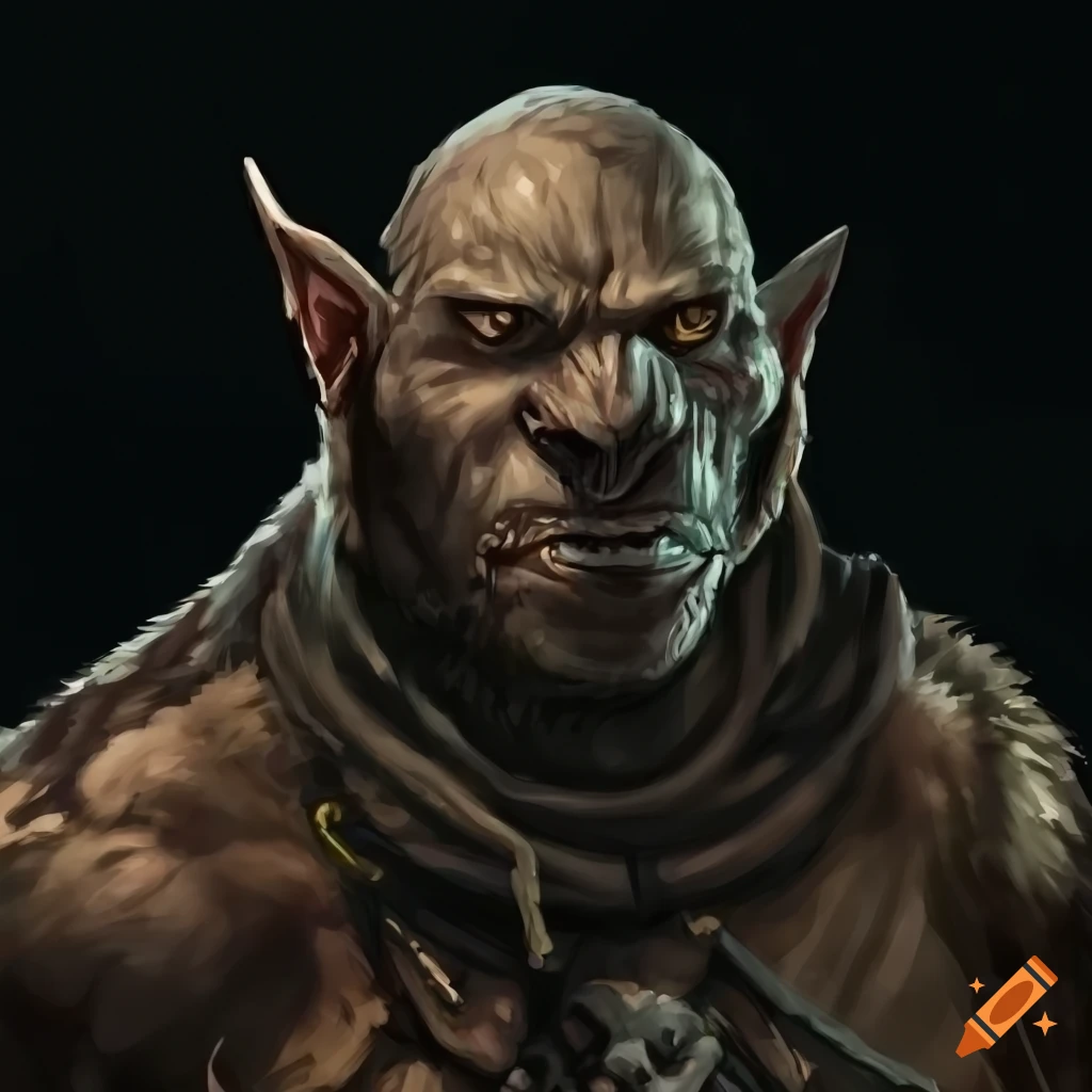 Renaissance artwork of a friendly orc in assassin gear