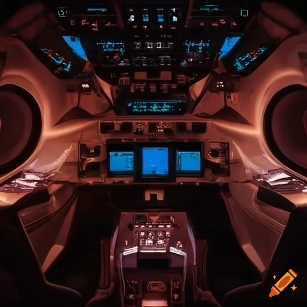 Futuristic dual-seating cockpit artwork