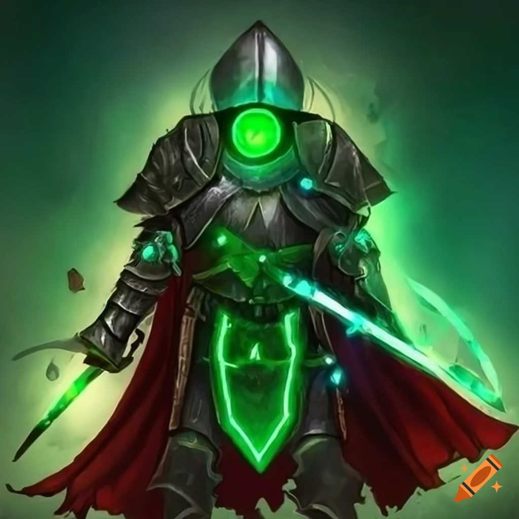 Knight with glowing magical runes on armor