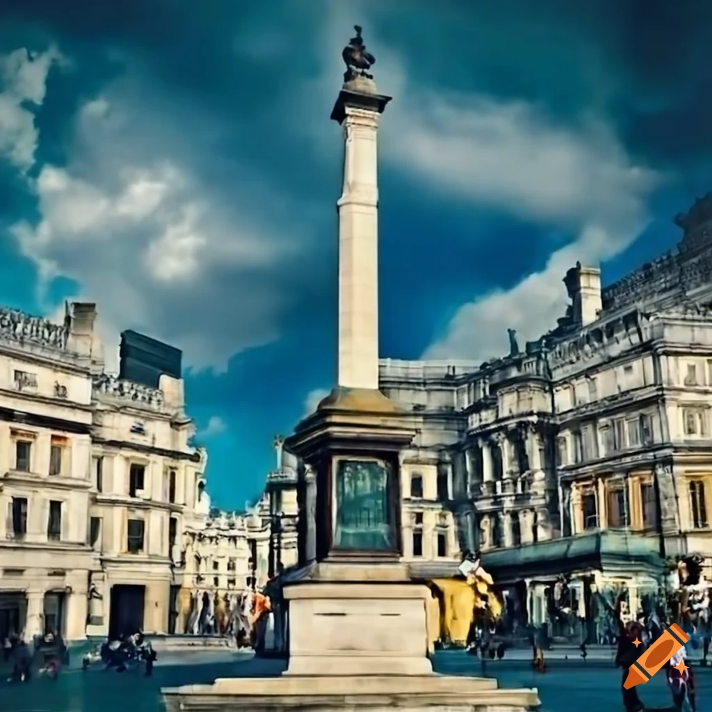 Artistic representation of trafalgar square in london