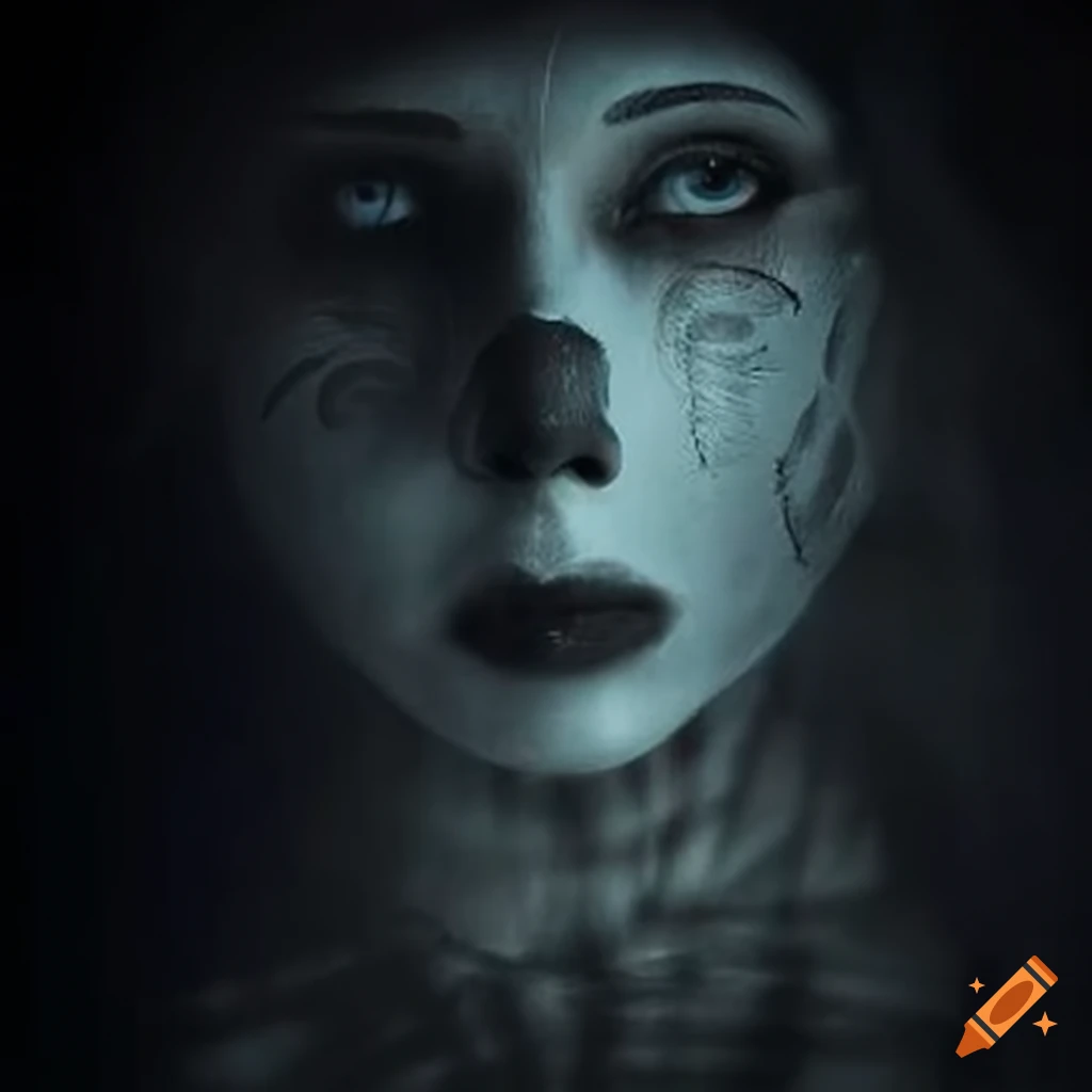 Artwork of a masked person in mist