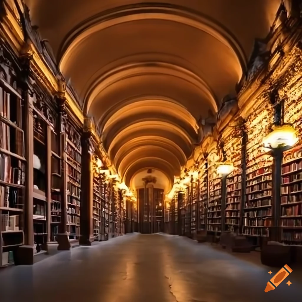 Sunset glow in a magical library