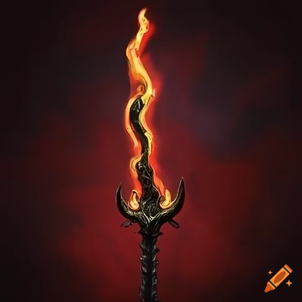 Illustration of a hellish sword on Craiyon
