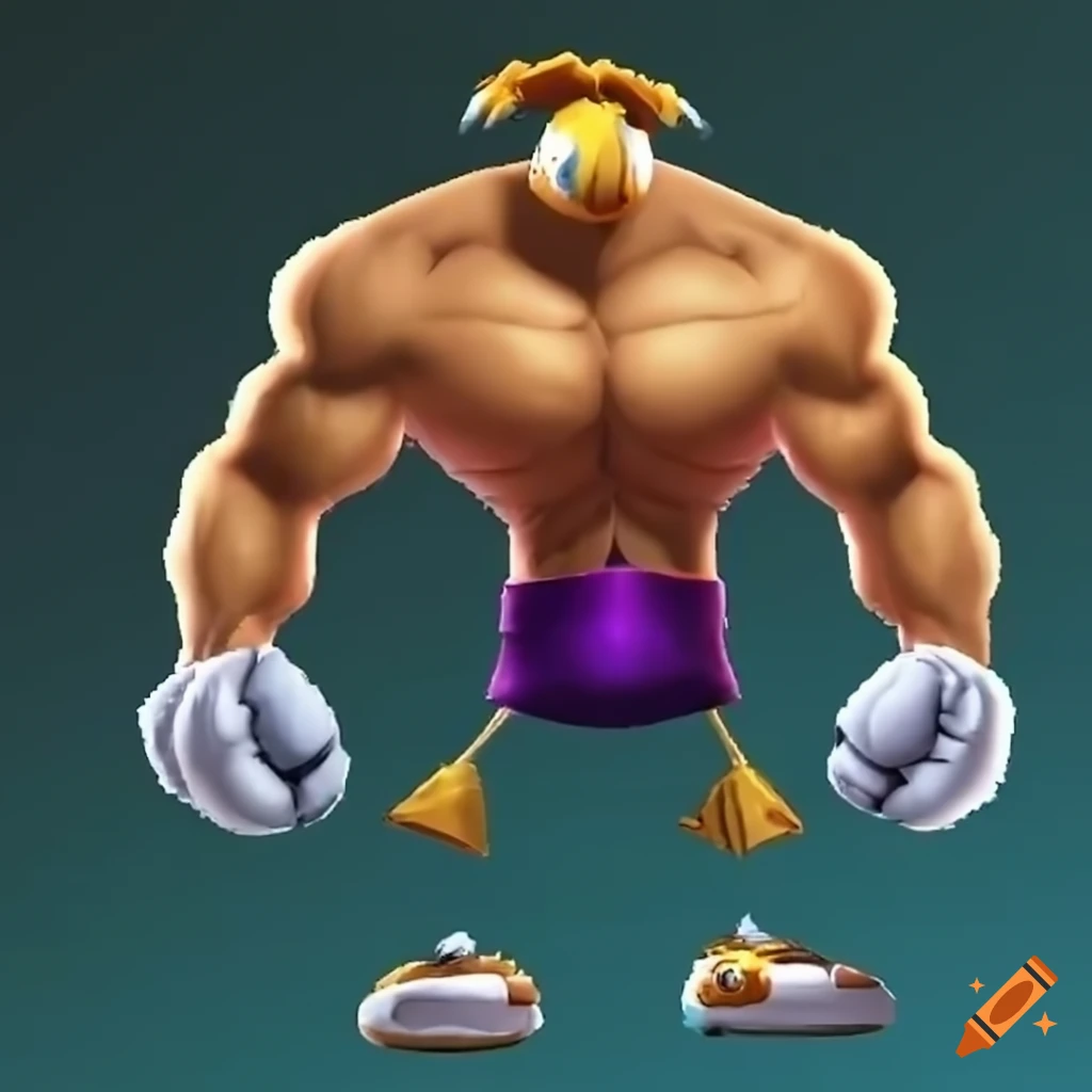 Image of muscular rayman from video game