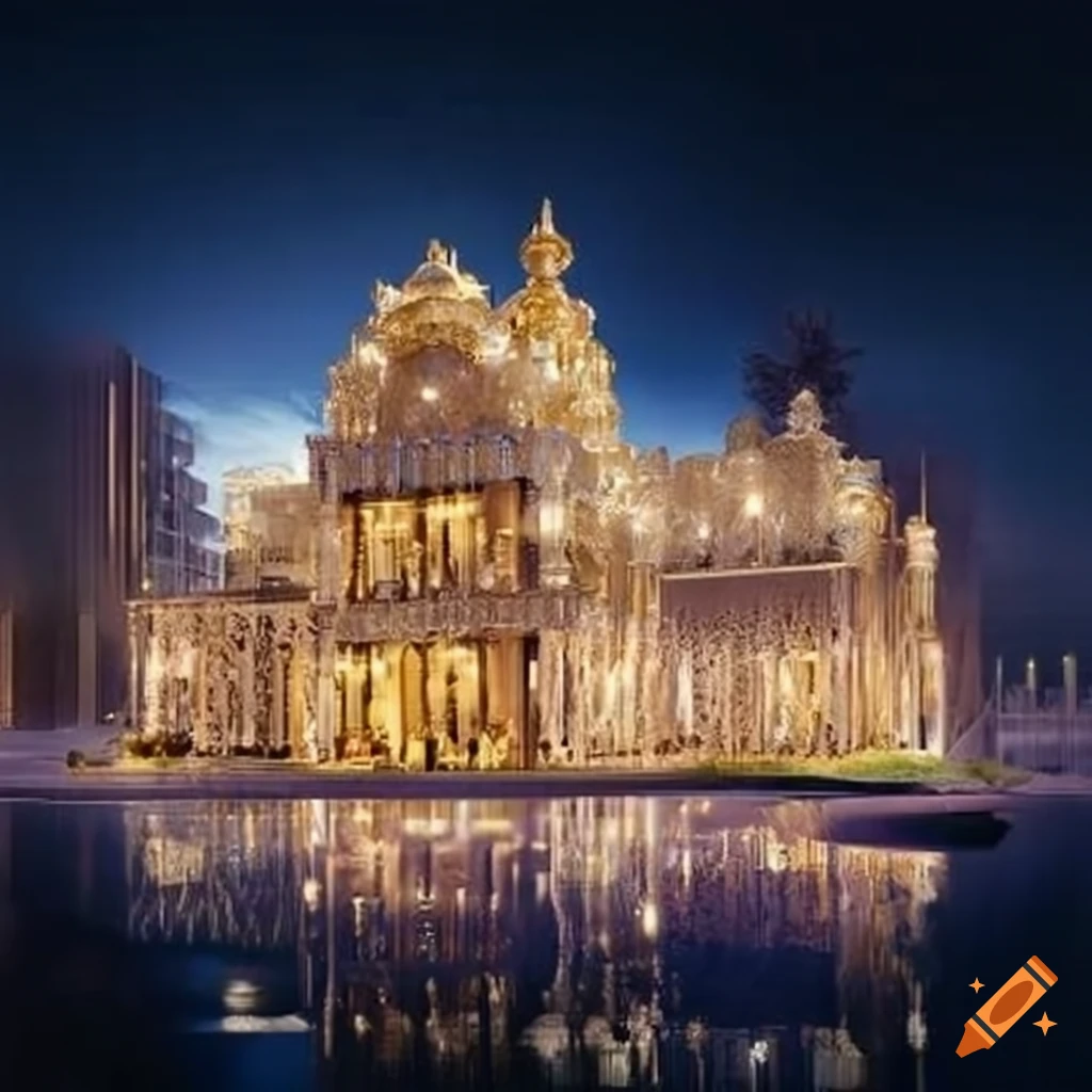Opulent and luxurious architecture with golden accents on Craiyon