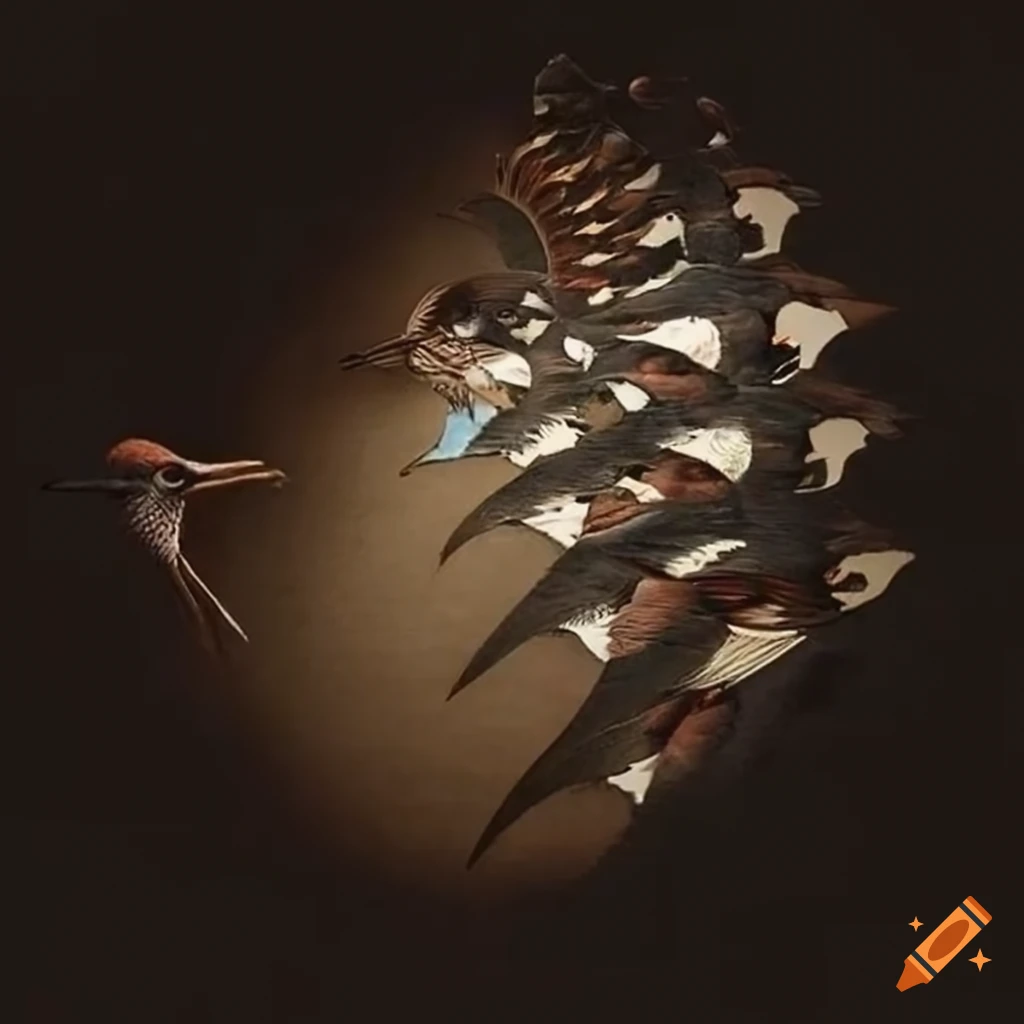 M.c. escher artwork with birds and trees