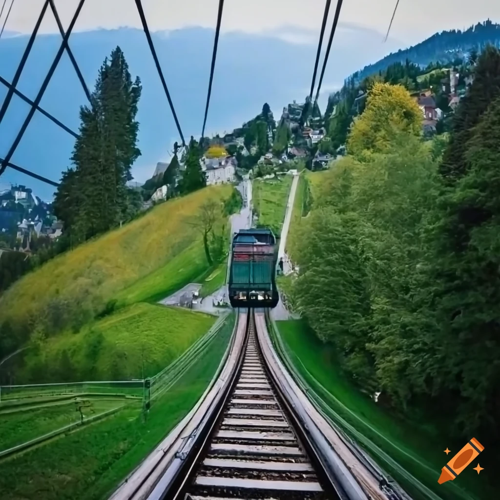 Steep funicular railway in lucerne, switzerland on Craiyon
