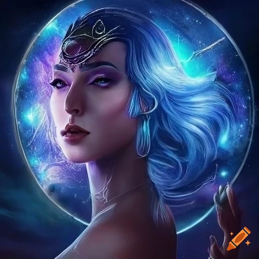 Ultra realistic fantasy artwork of a queen surrounded by stars