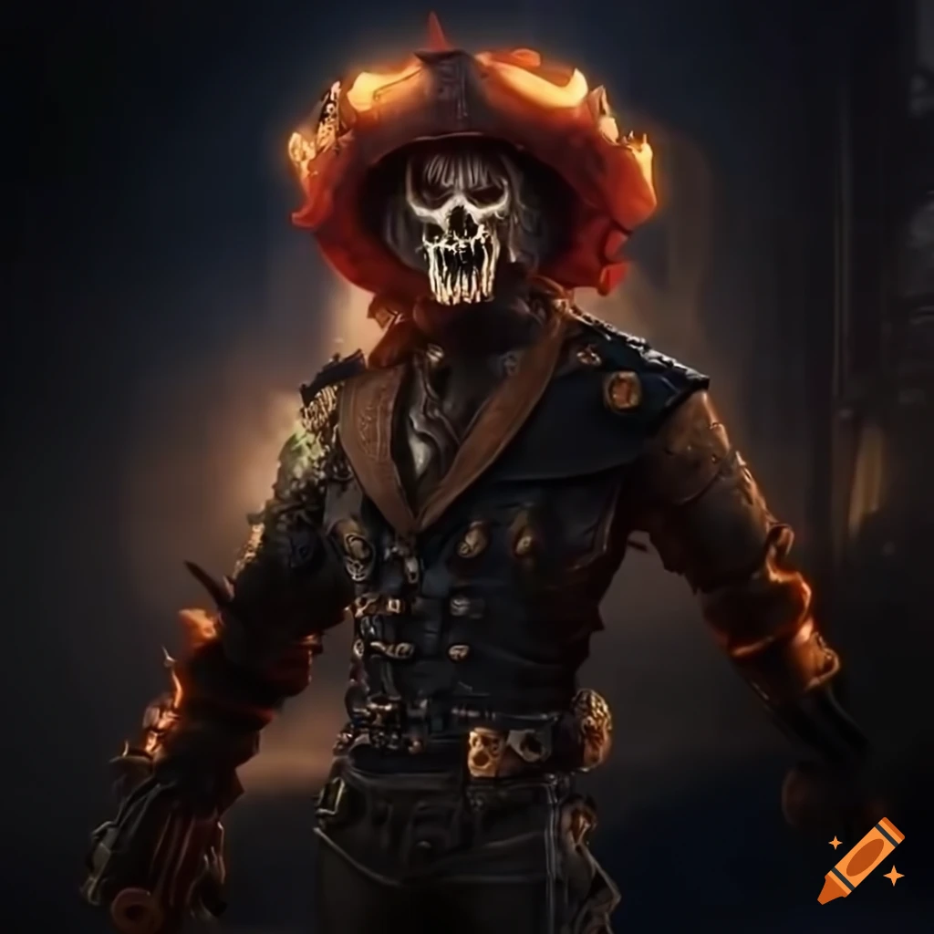 Character design of a steampunk ghost rider