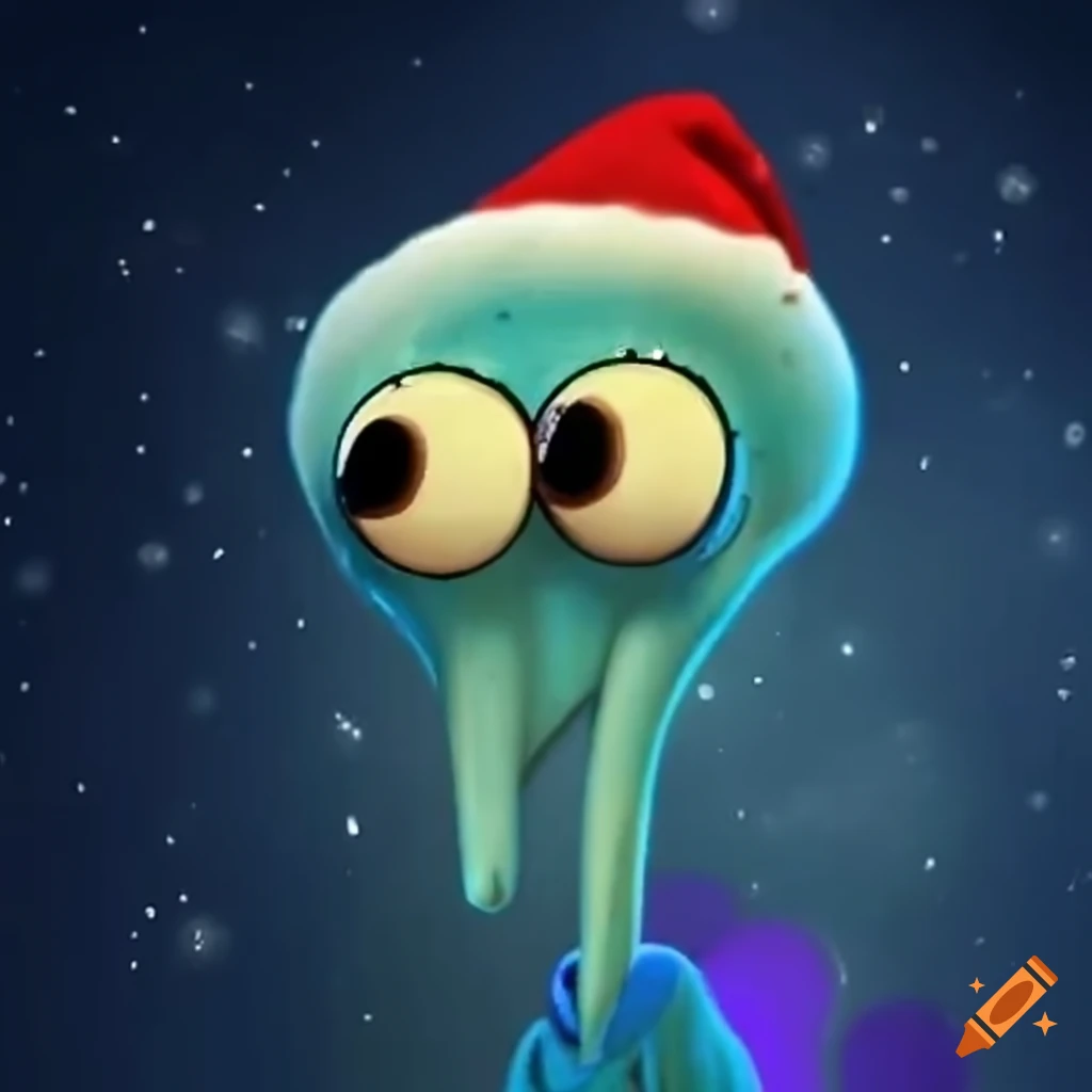 Squidward at a christmas party
