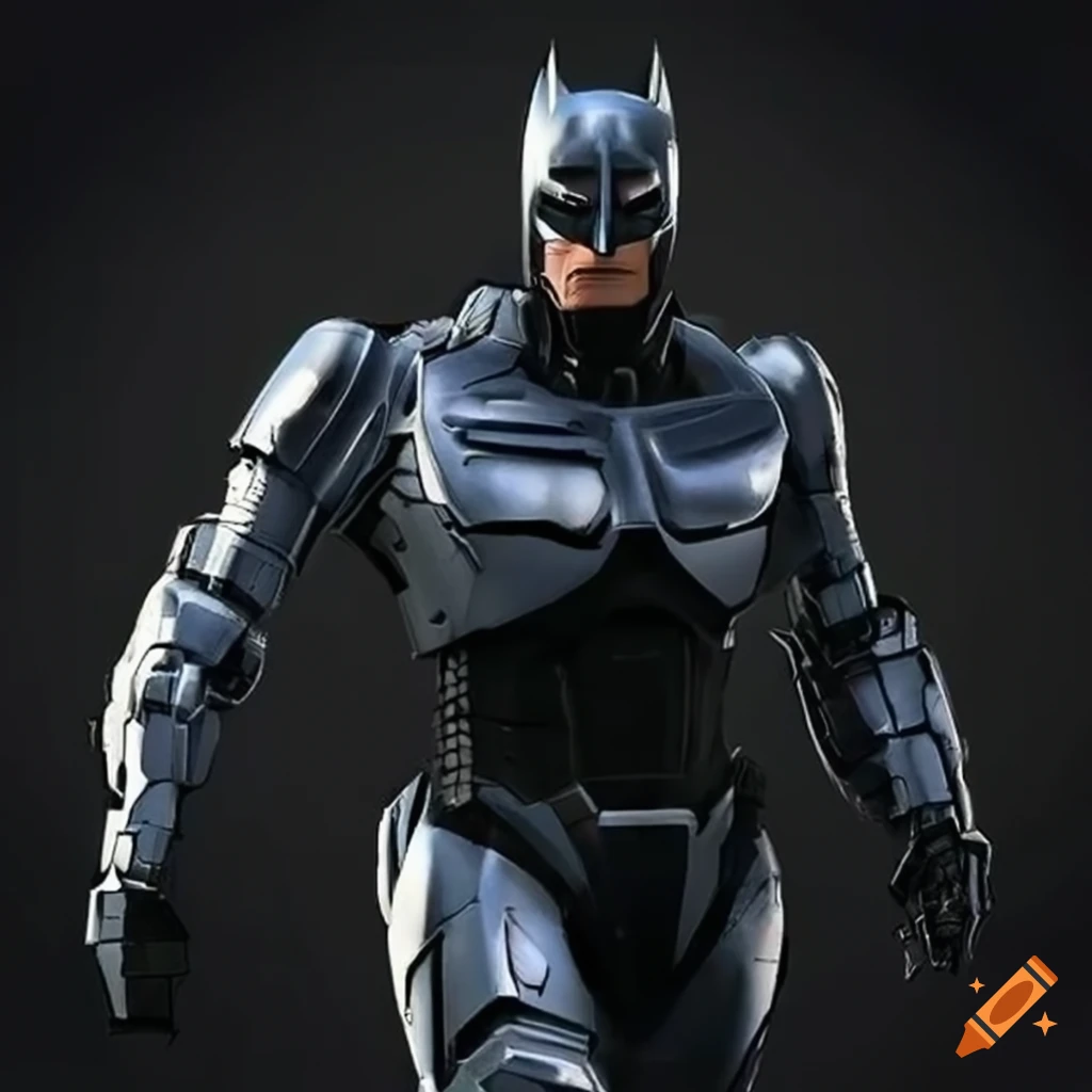 Batman and robocop wearing gundam armor art on Craiyon