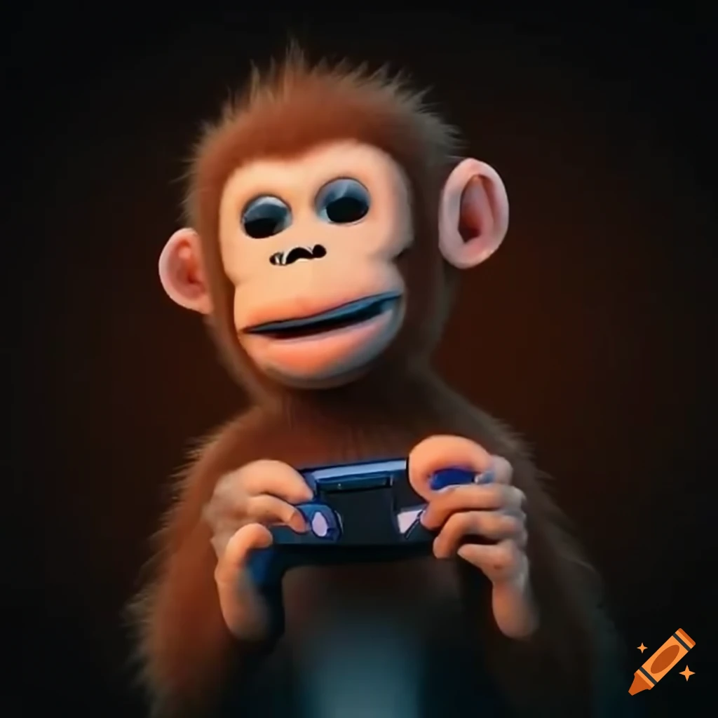 Monkey holding a playstation 5 controller on Craiyon