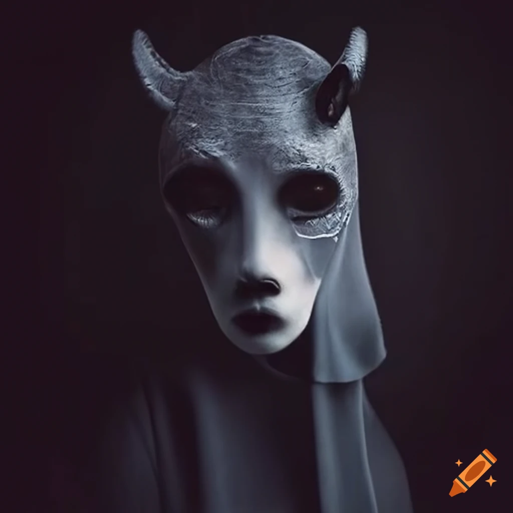 Intriguing artwork of a mysterious animal-masked figure in a surreal ...