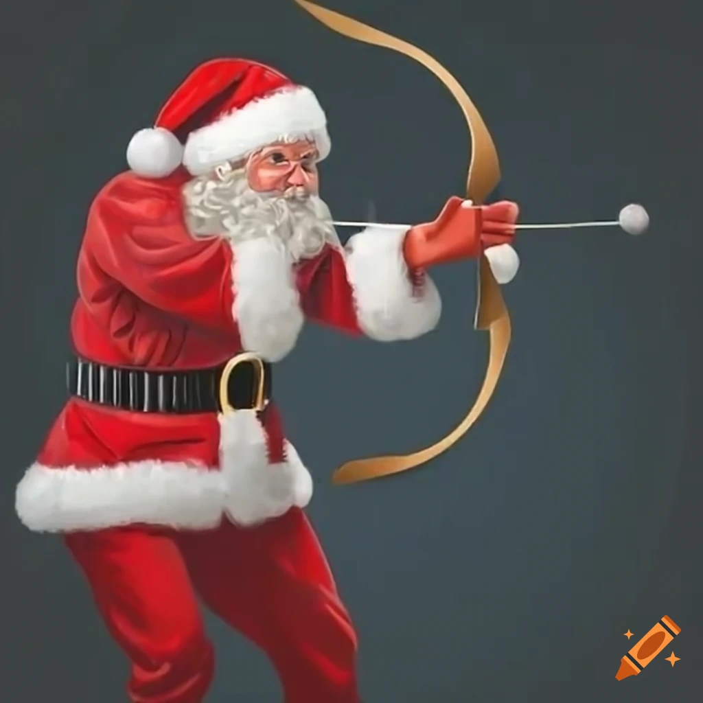 Santa claus shooting a bow and arrow