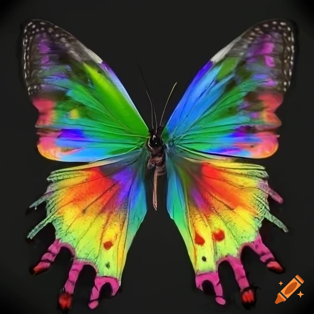Photo of a colorful butterfly on black background