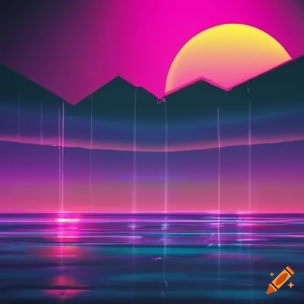 Synthwave island background