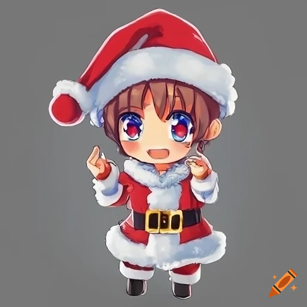 Cute santa claus anime chibi