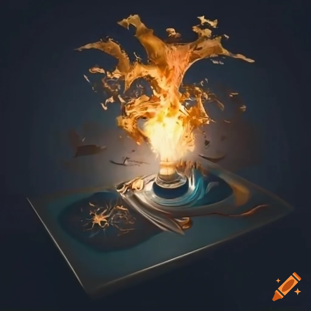 Card art of a table exploding on Craiyon