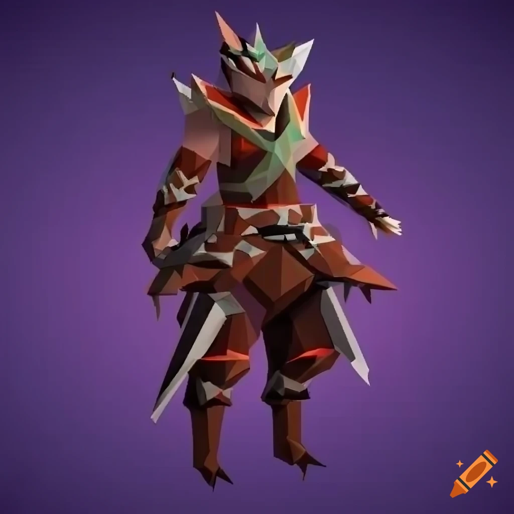 Low-poly style monster hunter artwork