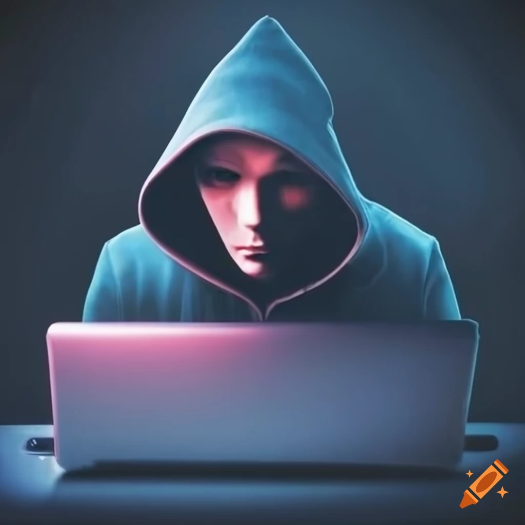 Cybersecurity hacker in hoodie behind computer