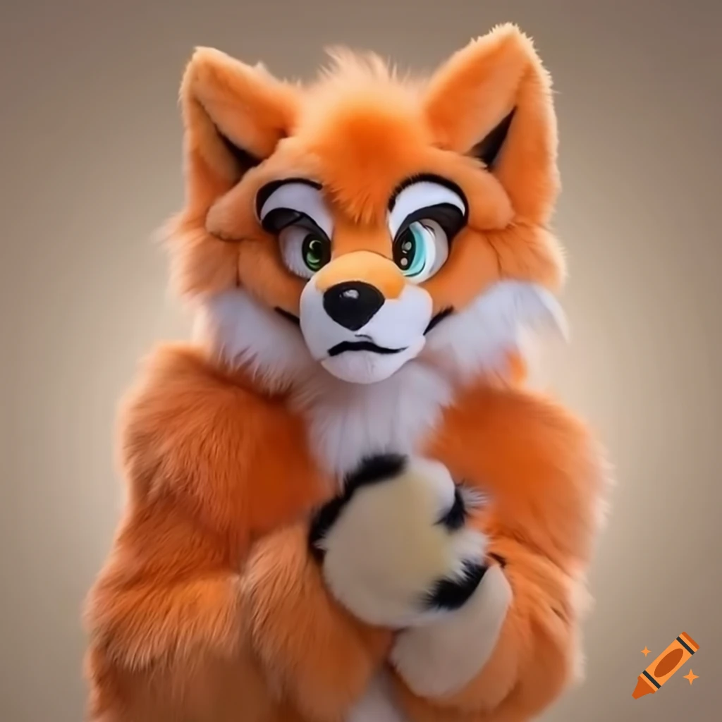 Adorable fox fursuit with vibrant orange fur on Craiyon