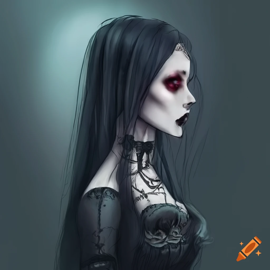 Gothic woman in mourning artwork