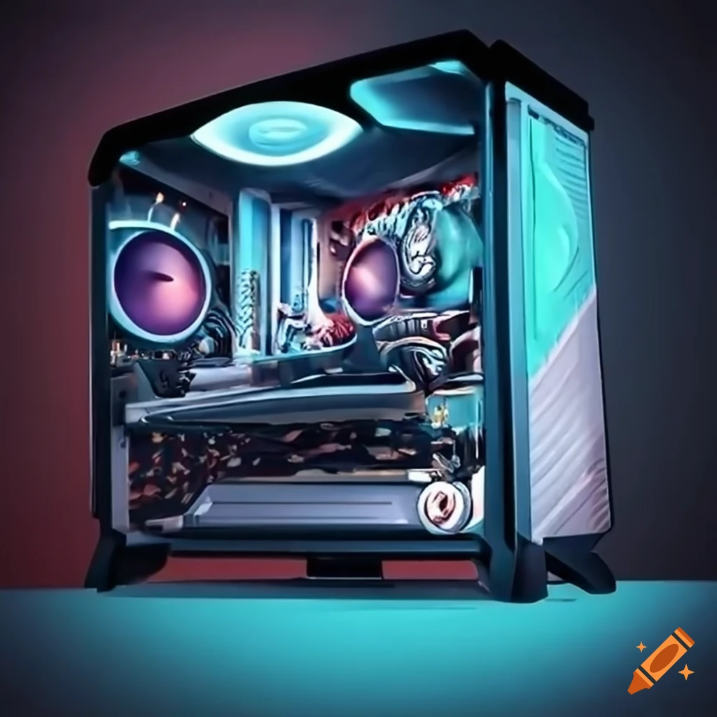 High-end graphics card inside a pc on Craiyon