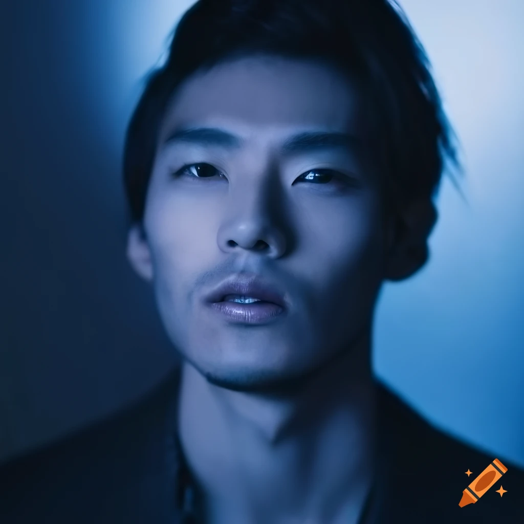 Portrait of a handsome Japanese man with city background on Craiyon