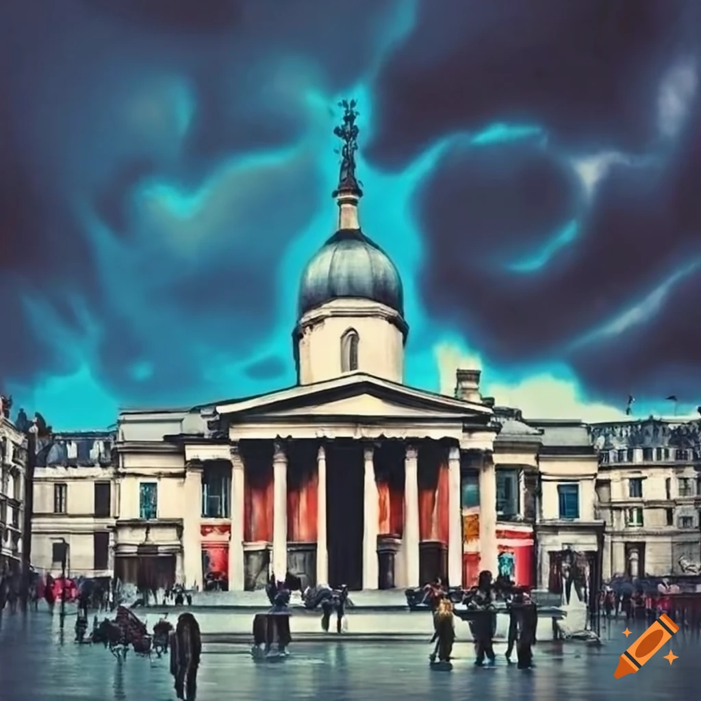 Artistic representation of trafalgar square in london