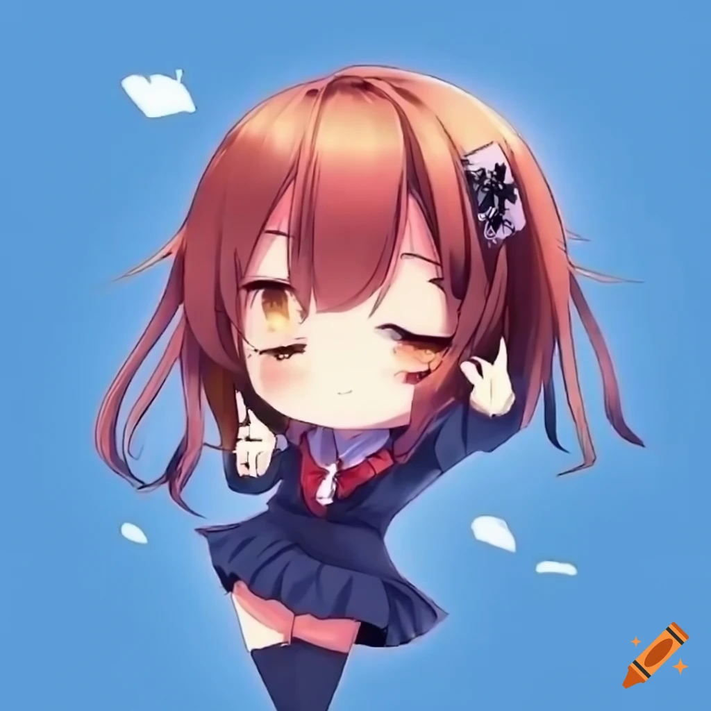 Chibi anime school girl dancing to beat saber