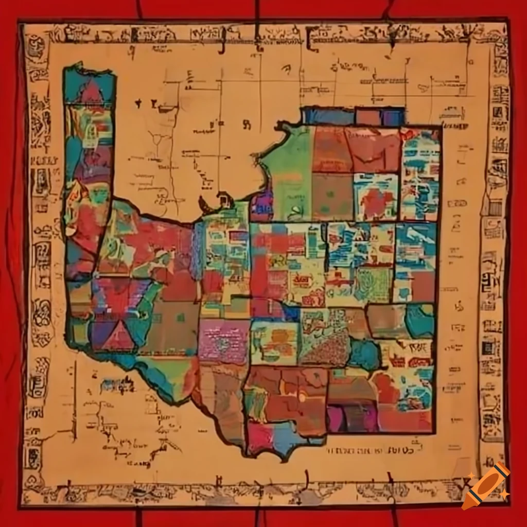Detailed map of Arizona with indigenous tribe representations on Craiyon