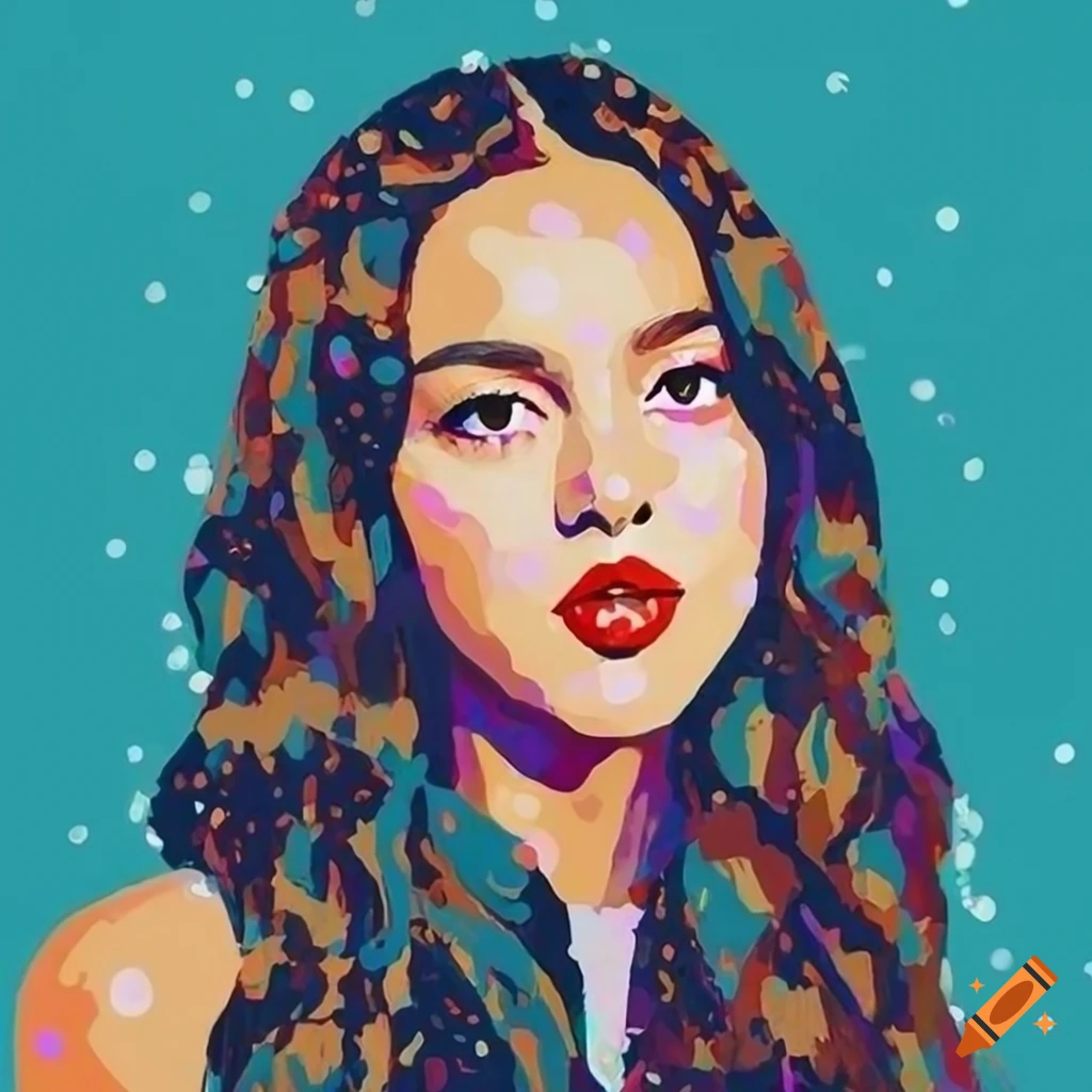 Dotted art portrait of Olivia Rodrigo on Craiyon