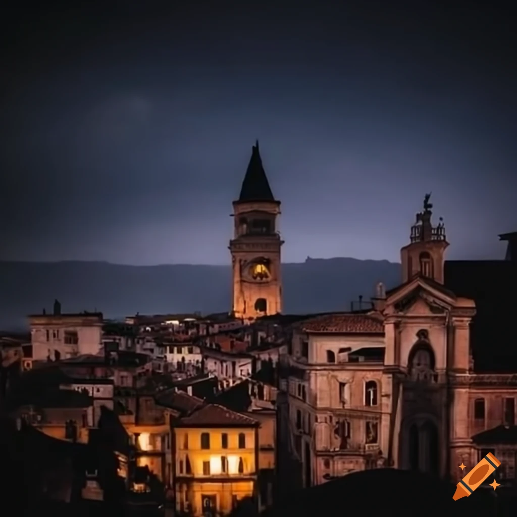Dark and moody cityscape in italy on Craiyon