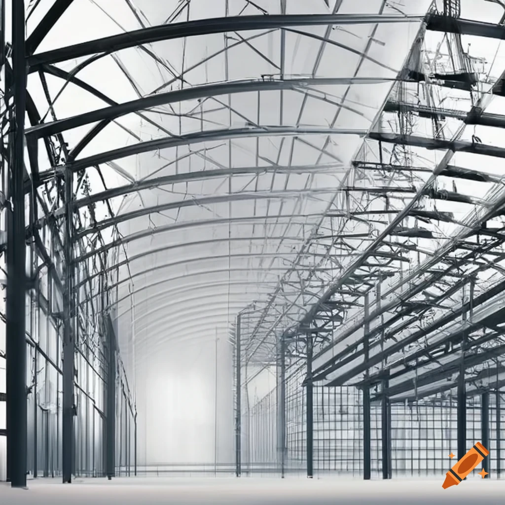 Aesthetic warehouse steel structure on Craiyon
