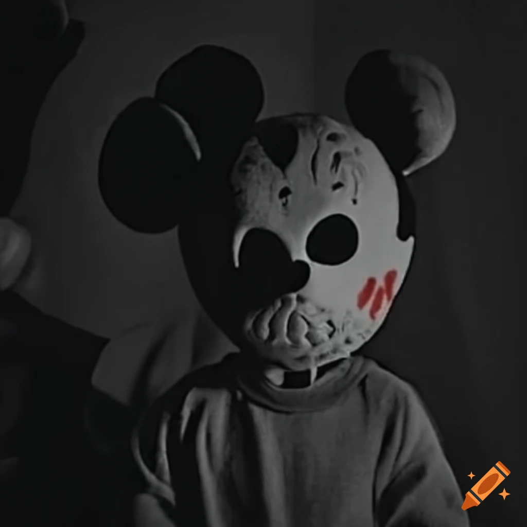 Eerie image of mickey mouse in friday the 13th