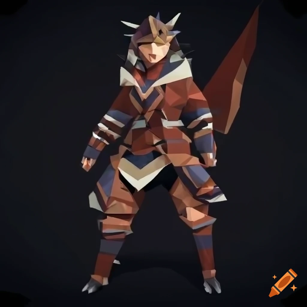 Low-poly monster hunter artwork on Craiyon
