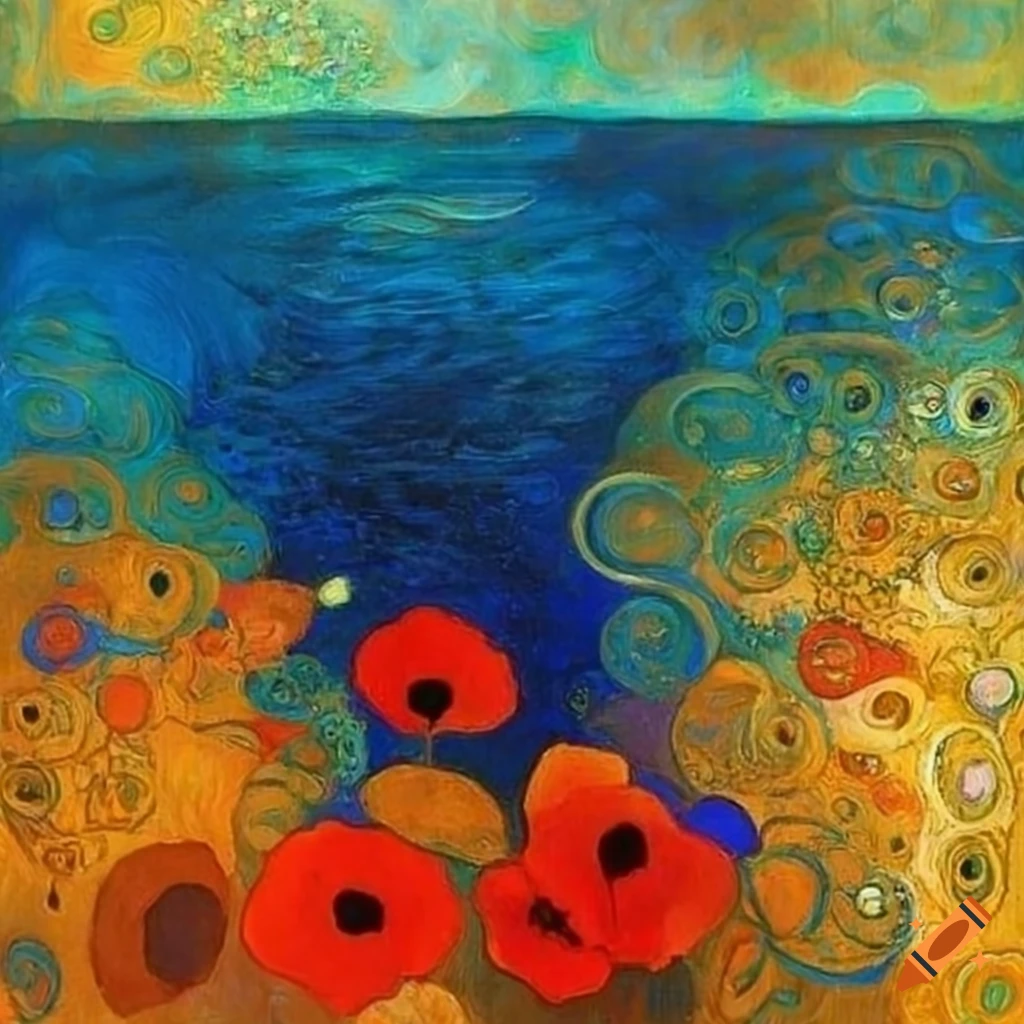 Marine abstract art in blue colors on Craiyon